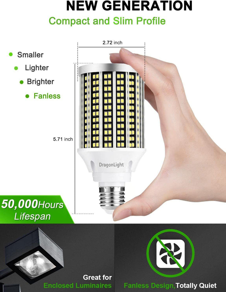 DragonLight 30W LED Corn Bulbs 6000K Daylight E26 Base 3,600LM [Twin V – dragonlight